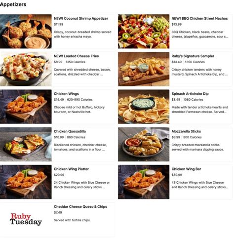 Ruby Tuesday Menu With Prices Updated July 2024