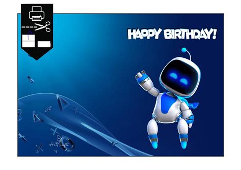 Printable Birthday Card With Astro Bot Printable Greeting Card Print