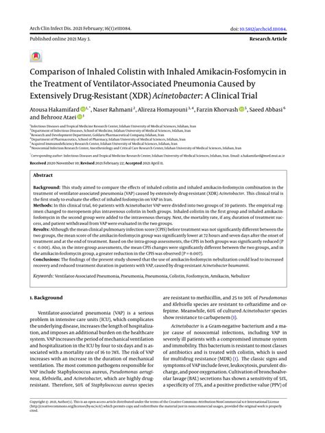 Pdf Comparison Of Inhaled Colistin With Inhaled Amikacin Fosfomycin
