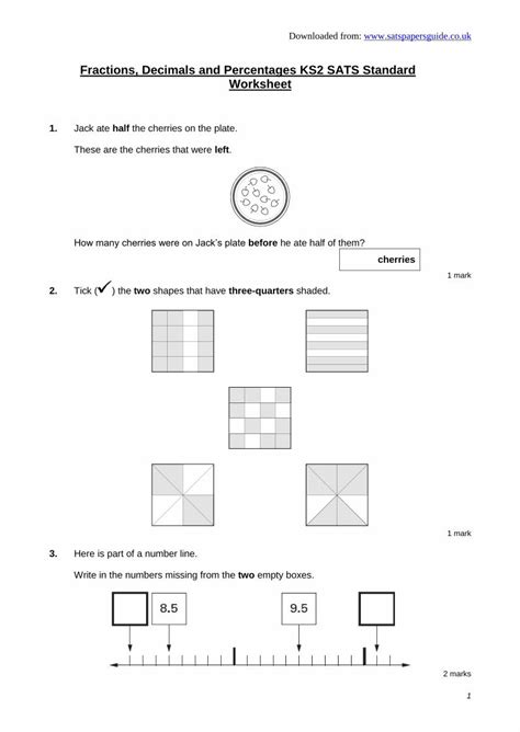 Pdf Fractions Decimals And Percentages Ks2 Sats Standard · Circle The Two Fractions That