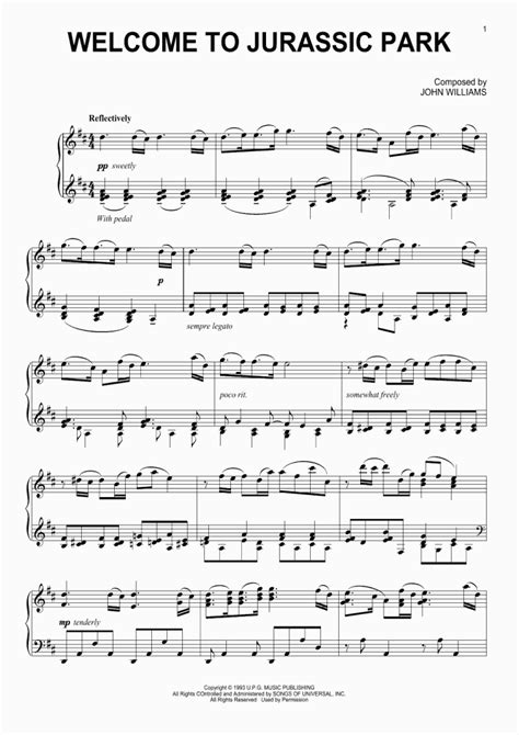Welcome To Jurassic Park Piano Sheet Music