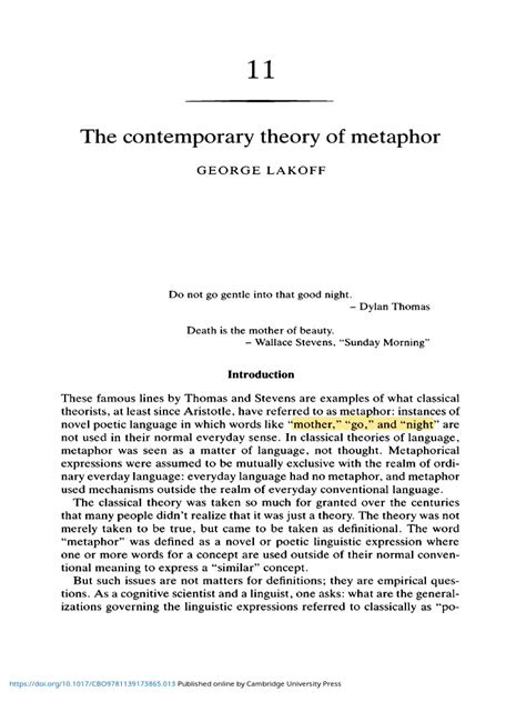 01 Lakoff G The Contemporary Theory Of Metaphor En Ortony A Ed Metaphor And Thought