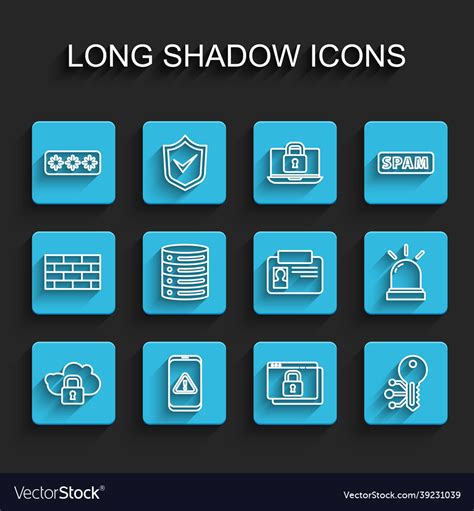 Set Line Cloud Computing Lock Password Protection Vector Image