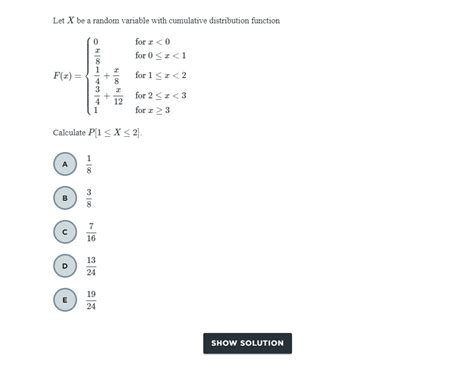 Solved Let X Be A Random Variable With Cumulative