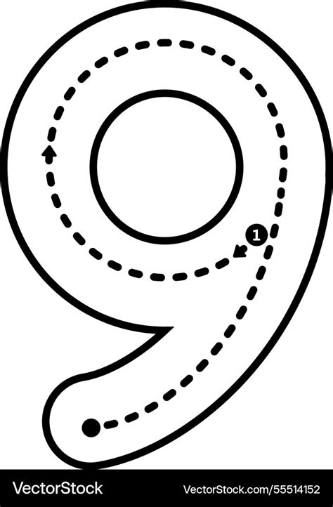 Tracing Number Prewriting Dotted Line Math Vector Image