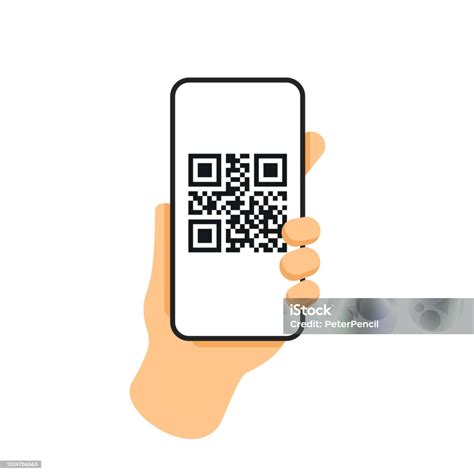 손에 스마트 폰에 Qr 코드 스캔 Qr 코드 아이콘을 스캔합니다 벡터 그림입니다 Qr코드에 대한 스톡 벡터 아트 및 기타 이미지