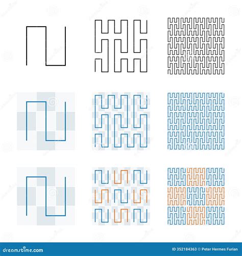 Construction Of A Peano Curve A Space Filling Curve Cartoon Vector