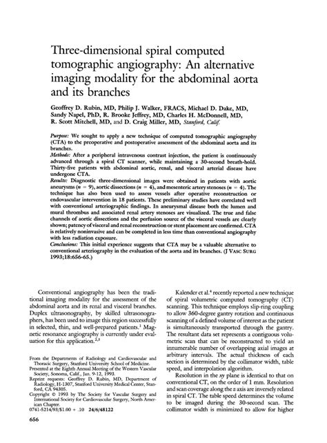 Pdf Three Dimensional Spiral Computed Tomographic Angiography An Alternative Imaging Modality
