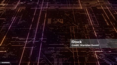 Digital Electronic Circuit Board Abstract Structure Of Many Glowing