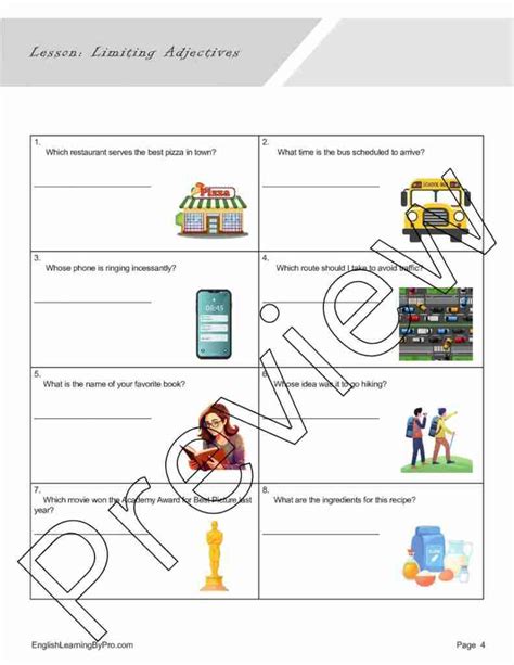 Limiting Adjectives Lesson Editable Fillable Printable Pdf