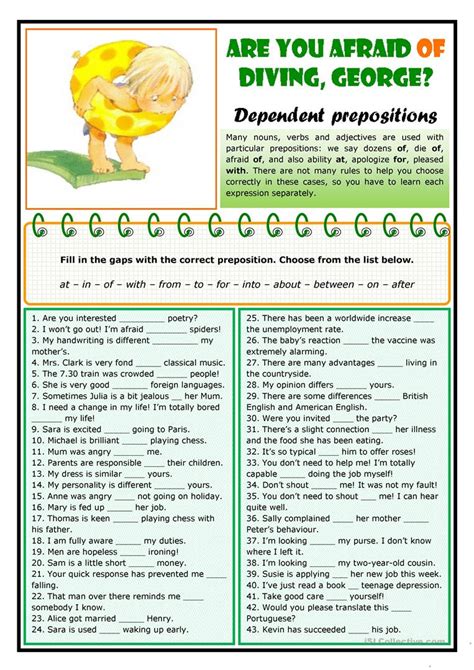 Adjective Preposition Exercises