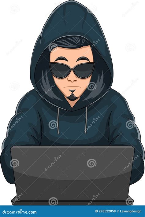 Cartoon Hacker Character Stealing Money Bag Cyber Crime Cartoon Vector Cartoon Hacker Character Stealing Money Bag Cyber Crime Cartoon Vector