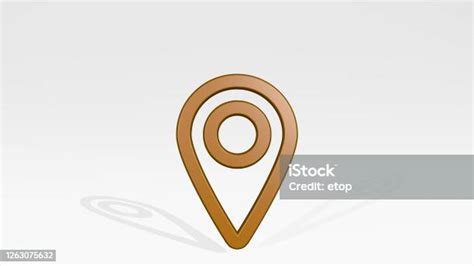 그림자가 있는 원근에서 핀 3d 렌더링의 금속 재료로 만든 두꺼운 조각 일러스트 와 아이콘 컷아웃에 대한 스톡 사진 및 기타 이미지 Istock