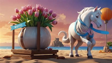 Premium Photo Hourse In Pink Flower Field