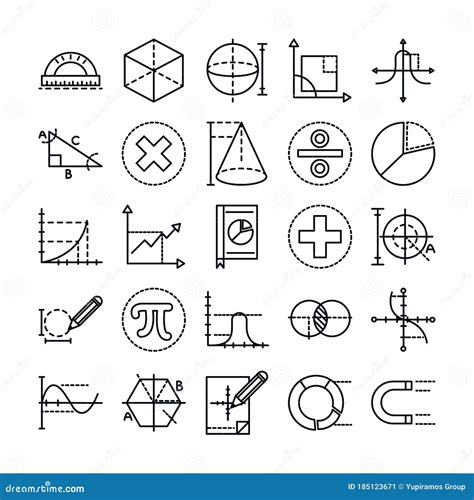 Math Education School Science Icons Collection Line And Style Stock Vector Illustration Of