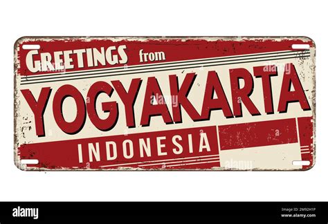 Greetings From Yogyakarta Vintage Rusty Metal Plate On A White Background Vector Illustration