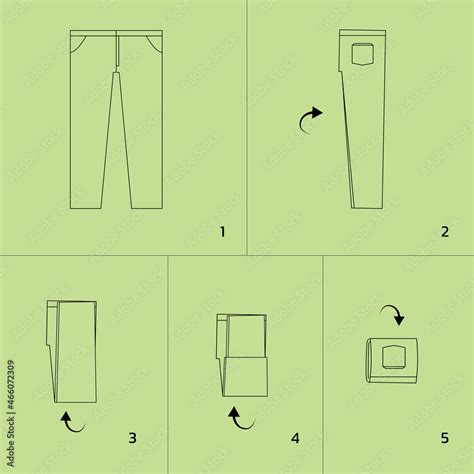 Pants Folding Tutorial Sequence Cartoon Vector Illustration Stock