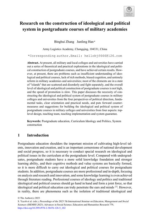 Pdf Research On The Construction Of Ideological And Political System
