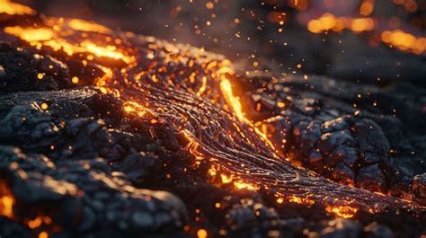 Nahaufnahme Eines Vulkans Der Mit Heißer Lava Ausbricht Ki Generiertes Bild