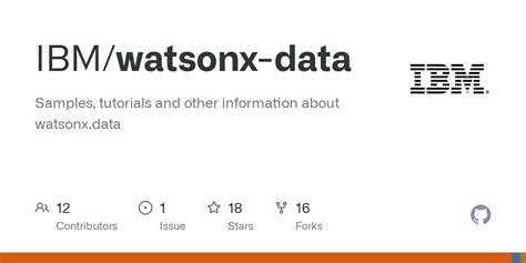 github ibm watsonx data samples tutorials and other information