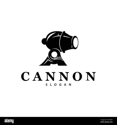Cannon Logo Elegant Simple Design Retro Vintage Style War Artillery Vector Illustration