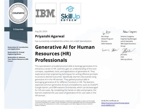 Priyanshi Agarwal On Linkedin Generativeai Hr Hrtech Coursera Certification Learning