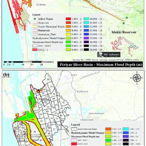 Hydrodynamic Model Flood Depth Output Of Kochi City And Periyar River Download Scientific