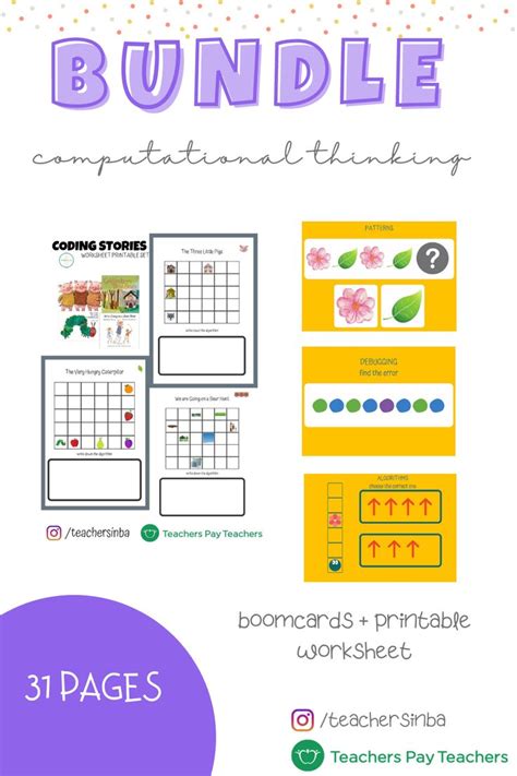 Bundle Computational Thinking Algorithms Boom Cards Worksheet No Link Computational Thinking