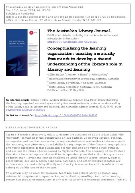 Pdf Conceptualising The Learning Organisation Creating A Maturity Framework To Develop A
