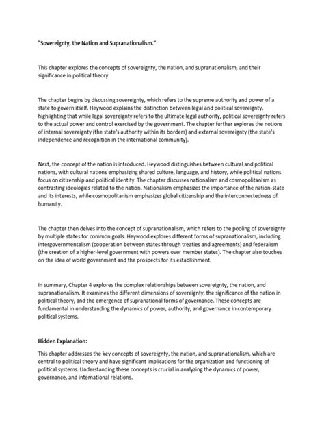 Sovereignty The Nation And Supranationalism Pdf