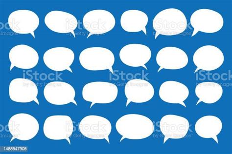 말풍선 세트입니다 거품 텍스트 만화 채팅 상자 메시지 상자를 말합니다 파란색 배경에 빈 빈 벡터 흰색 연설 거품 만화 풍선 단어
