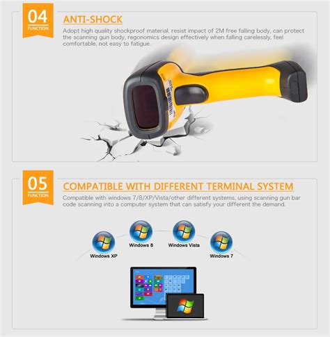 Rugged Industrial Wireless Laser Barcode Scanner With Stand Android Barcode Scanner Nt