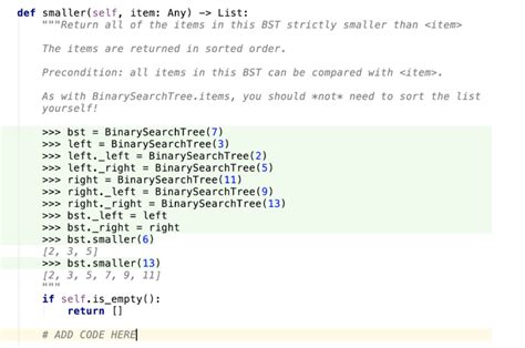 Solved Write The Code For The Smaller Method In Python 37