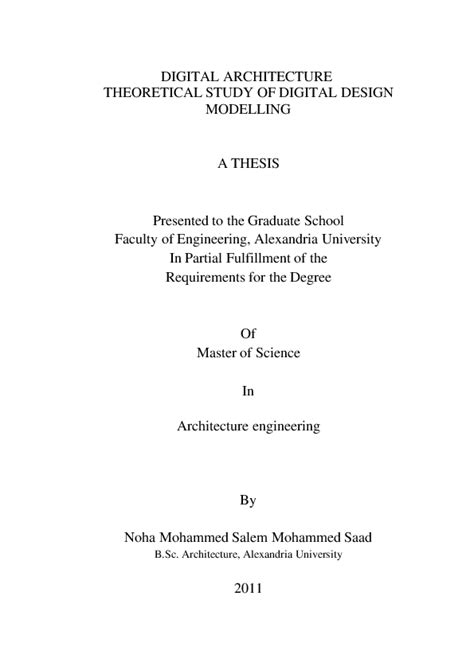 Pdf Digital Architecture Thesis Of Master Degree In Architecture