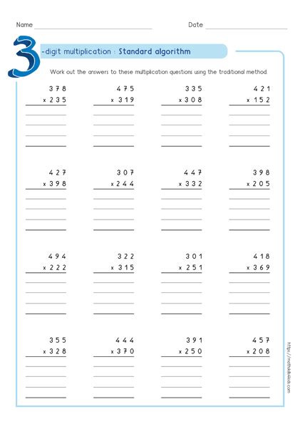 Standard Algorithm Multiplication Worksheets Pdf Partial Product Method