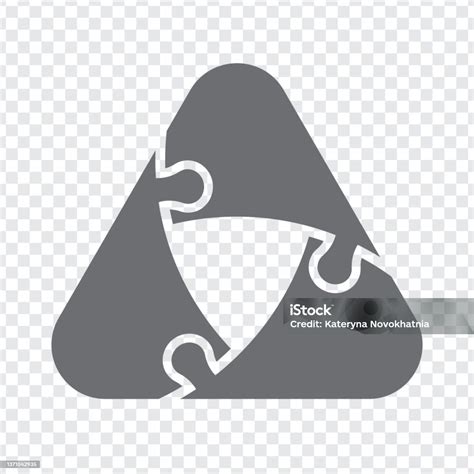 회색 둥근 모서리 퍼즐 간단한 아이콘 삼각형 웹 사이트 디자인 앱 Ui에 대한 투명한 배경에 세 가지 요소의 간단한 아이콘 퍼즐 Eps10 0명에 대한 스톡 벡터 아트 및