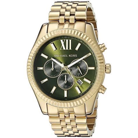 Michael Kors Mens Lexington Chronograph Watch Gold Tone Steel Mk8446