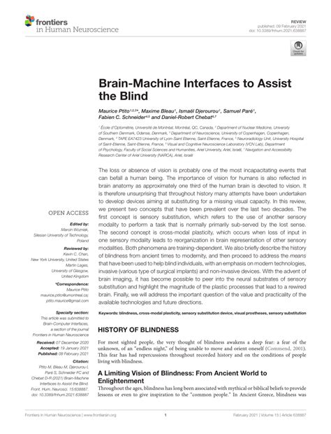 PDF Brain Machine Interfaces To Assist The Blind