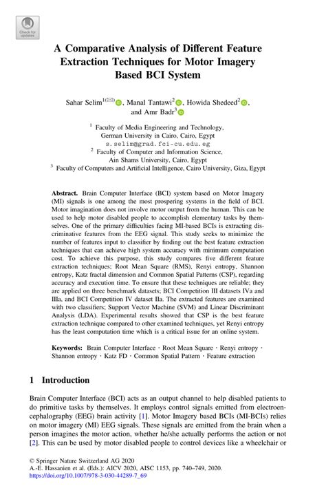 Pdf A Comparative Analysis Of Different Feature Extraction Techniques For Motor Imagery Based