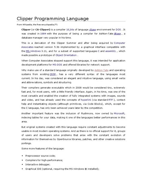 Clipper Programming Language C Programming Language Databases