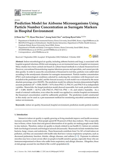 Prediction Model For Airborne Microorganisms Using Particle Number Concentration As Surrogate