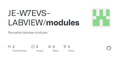 Github Je W7evs Labview Modules Reusable Labview Modules