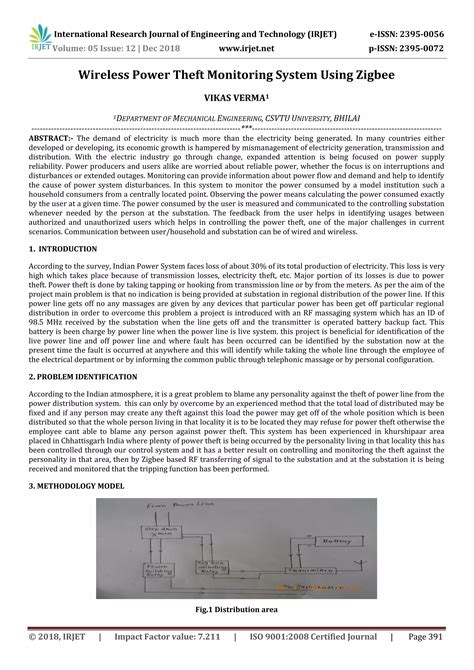 Irjet Wireless Power Theft Monitoring System Using Zigbee Pdf