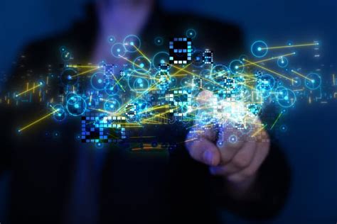 A Businessman Pressing Document Icon Over Computer Binary Code Stock Image Image Of Math