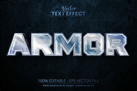 Artstation Armor Editable Text Effect Shiny Silver Color And