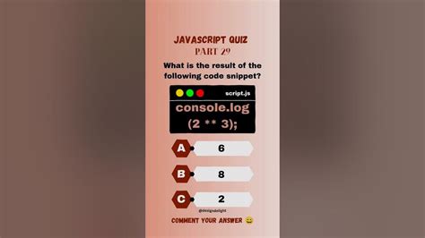 javascript quiz part 29 comment your answer 😄 js javascriptquiz youtube