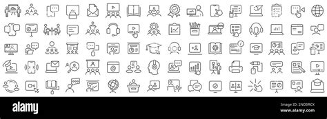 Set Of Online Education Line Icons Collection Of Black Linear Icons