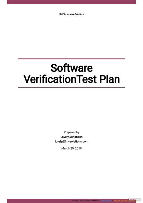 Software Verification Test Plan Template
