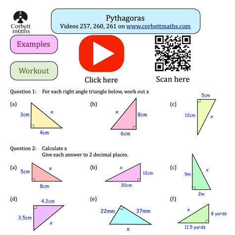 Pythagoras Textbook Exercise Corbettmaths Worksheets Library