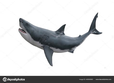 Great White Shark Side View Open Mouth